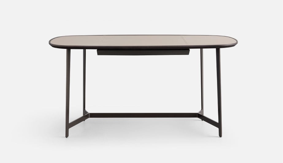 Saddle Leather Office Desk DZ-138 - Gray Titanium | ChiuChiu